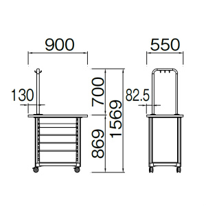 作業台(ハーモプラス・60タイプ・ハンガー付き縦置き) WT-0915B-5 (製造販売企業:サカセ化学工業株式会社) | プロダクトデータベース-メディカルオンライン-